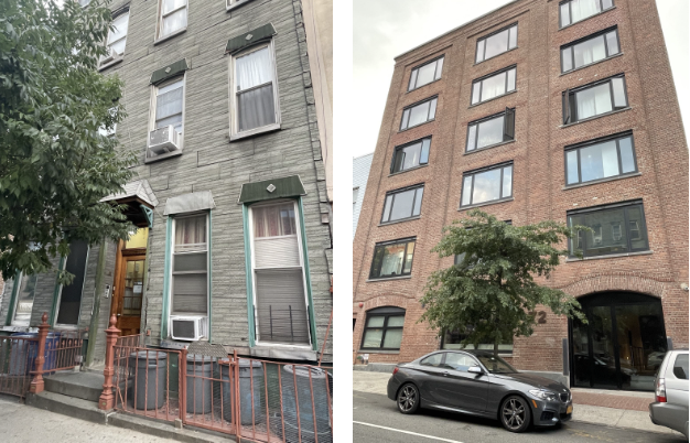 On North 5th and Wythe, an abandoned factory and a newly built luxury apartment in a similar ...
